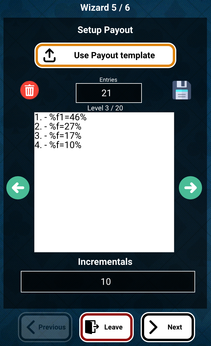 Configure payouts - bullets poker